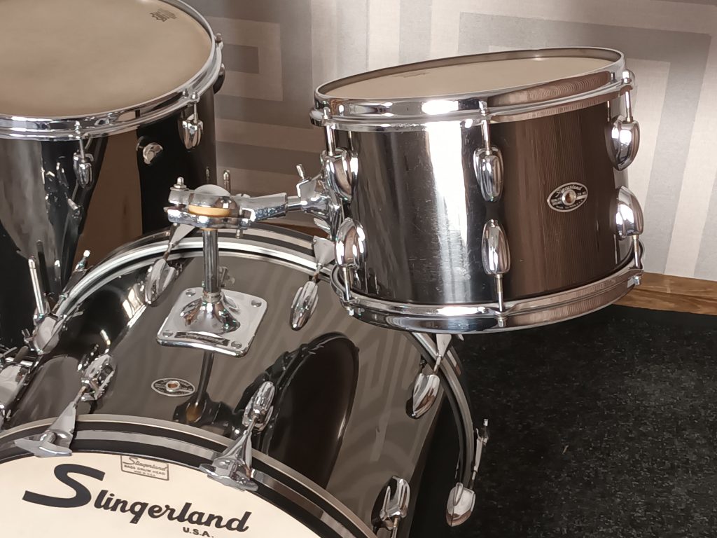 Slingerland 1970s 'Blakrome' Over Wood 3 Piece Kit- 12"/16"/22" - Drumattic